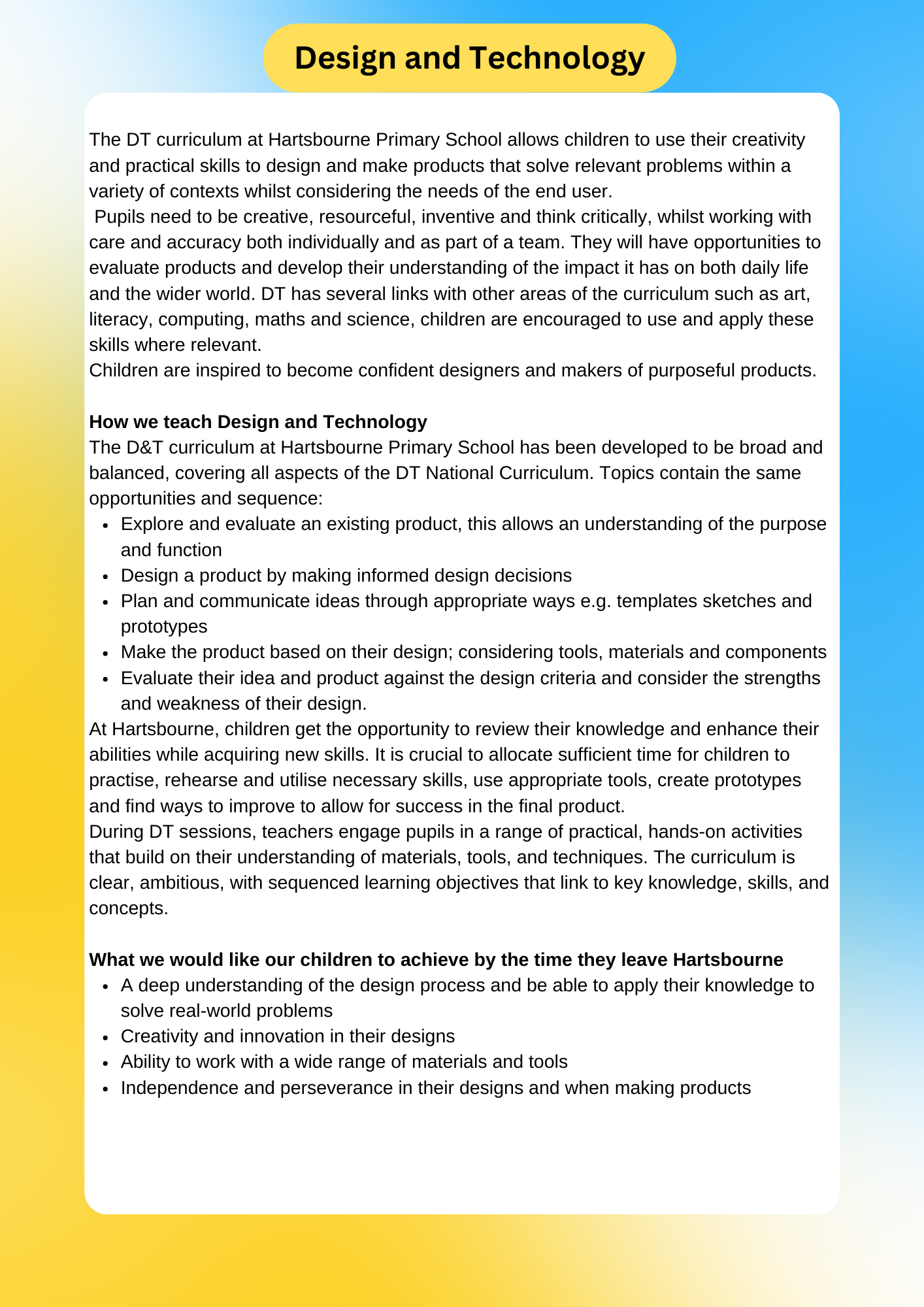 Design and Technology – Hartsbourne Primary School