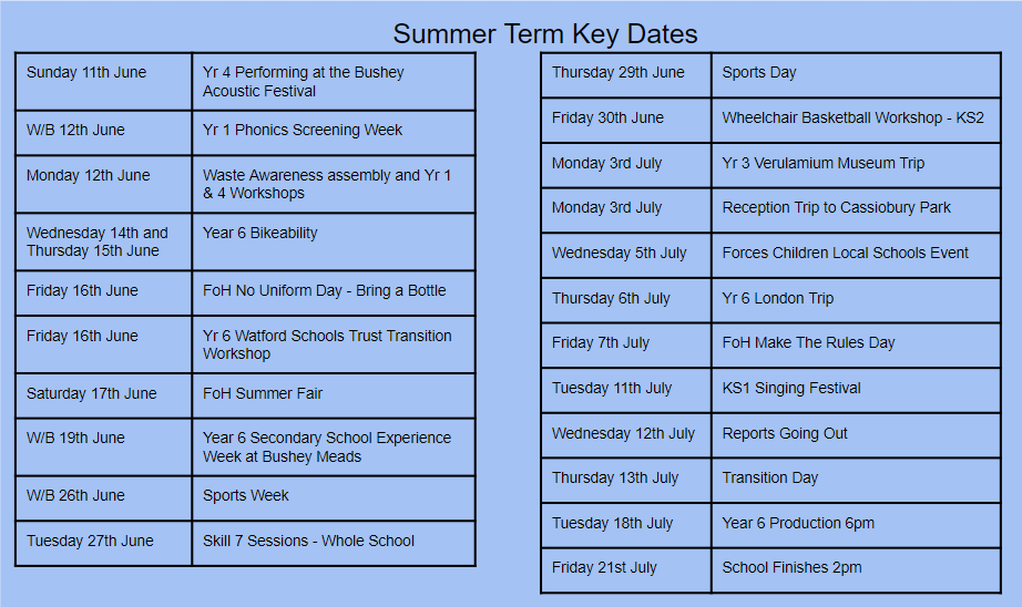 Calendar - Hartsbourne Primary School